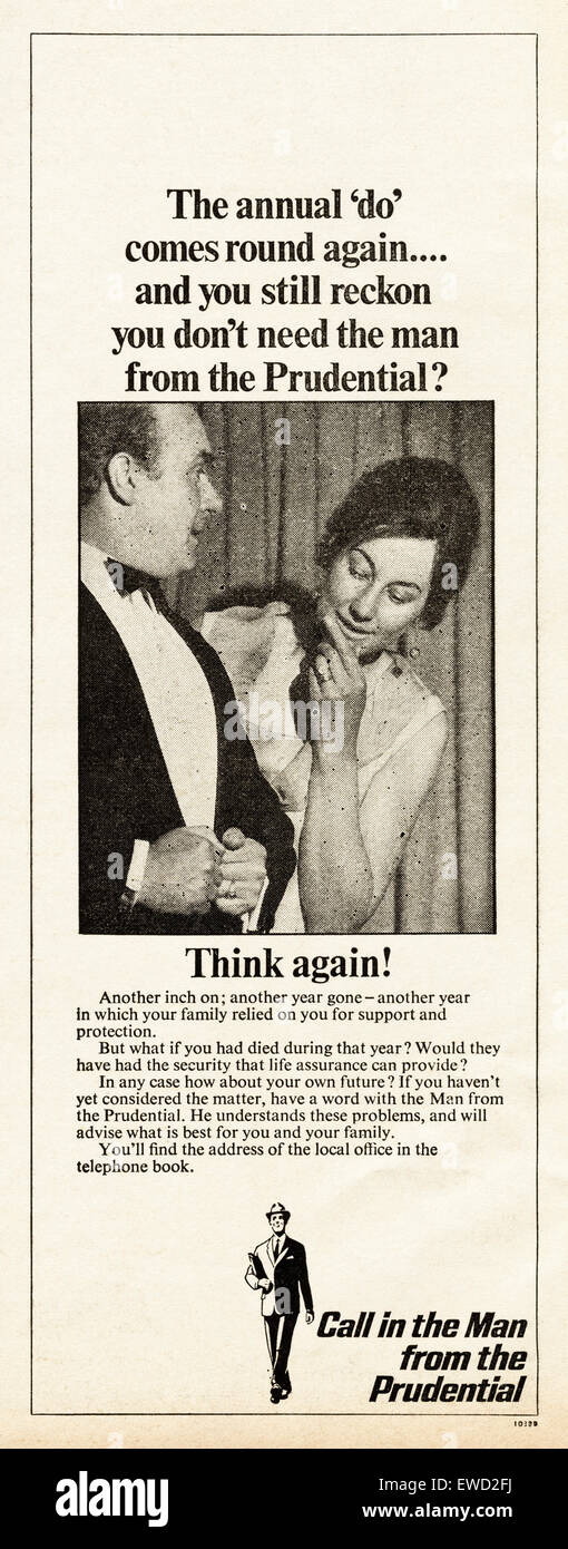 1960s advertisement magazine advert for the Man from the Prudential ...