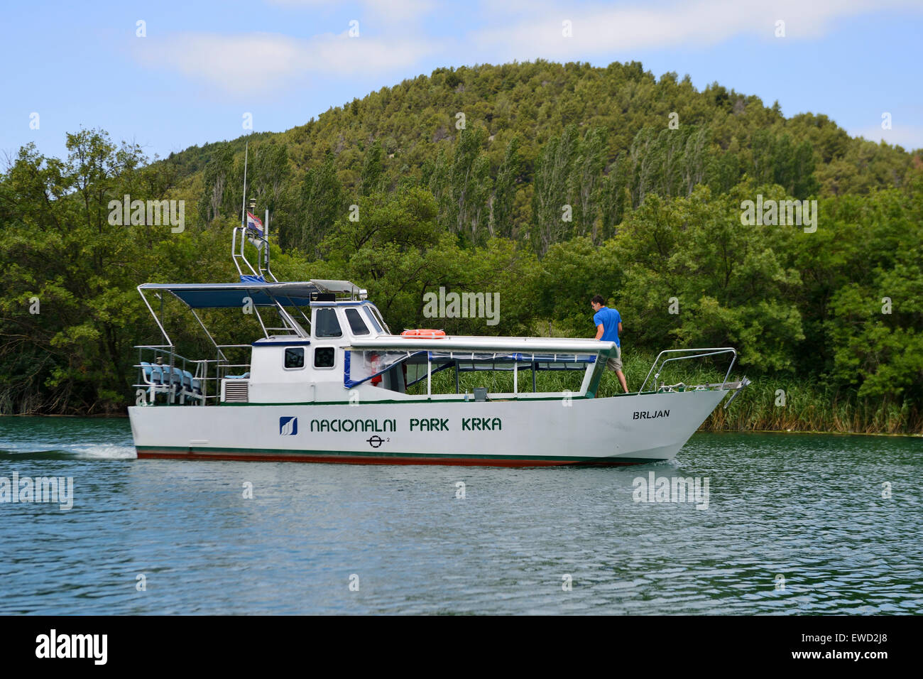 Excursion boat on Lake Visovac for ferrying tourists to Monastery of ...