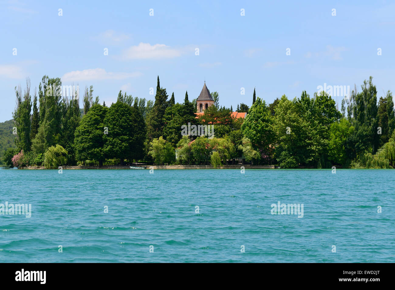 Approach to Franciscan Monastery of Visovac on Lake Visovac in Krka ...