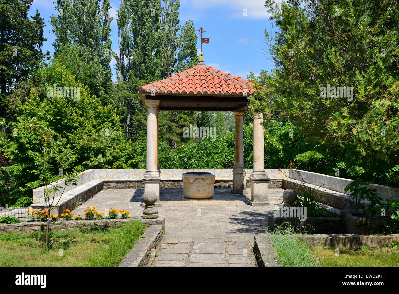 Garden of Franciscan Monastery of Visovac on Lake Visovac in Krka ...