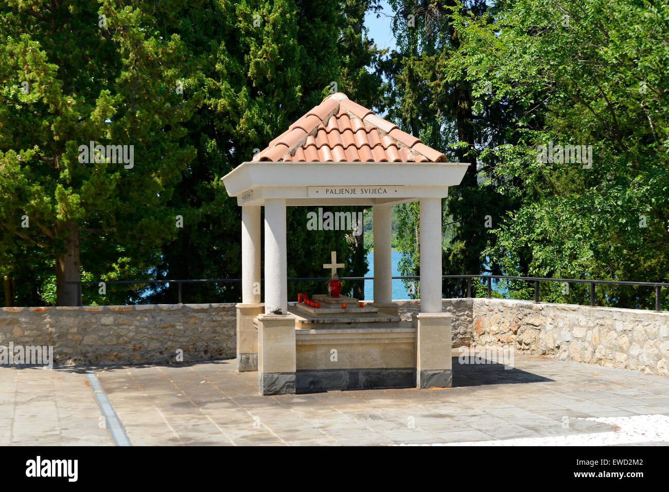 Garden of Franciscan Monastery of Visovac on Lake Visovac in Krka ...