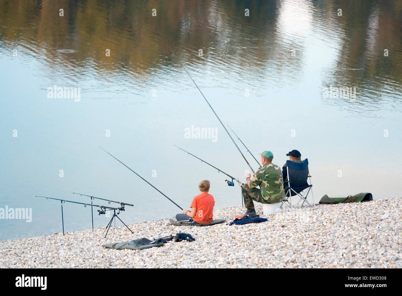 Fishing time on the lake Stock Photo - Alamy
