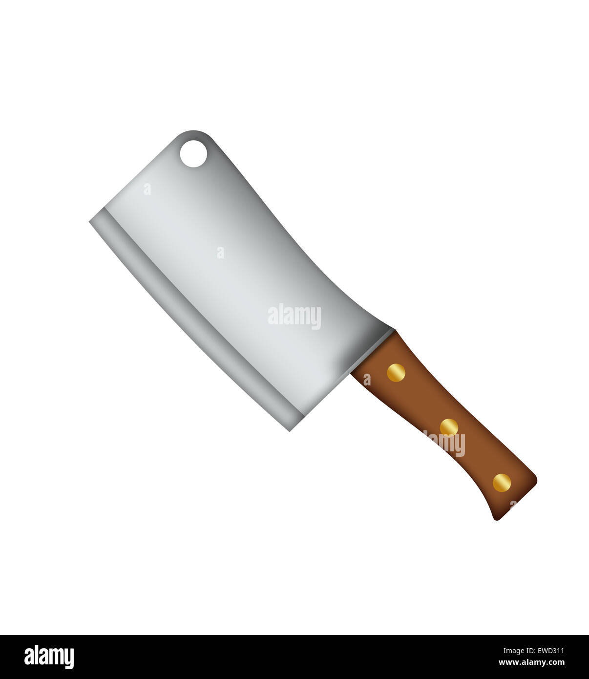 Meat cleaver illustration over a white background Stock Photo - Alamy