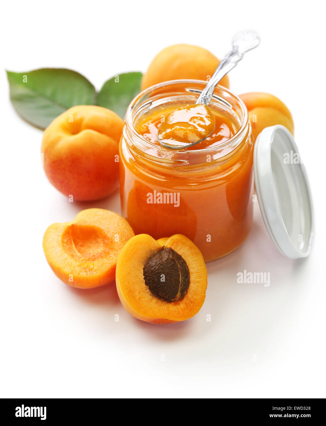 Apricot jam white background Cut Out Stock Images & Pictures - Alamy