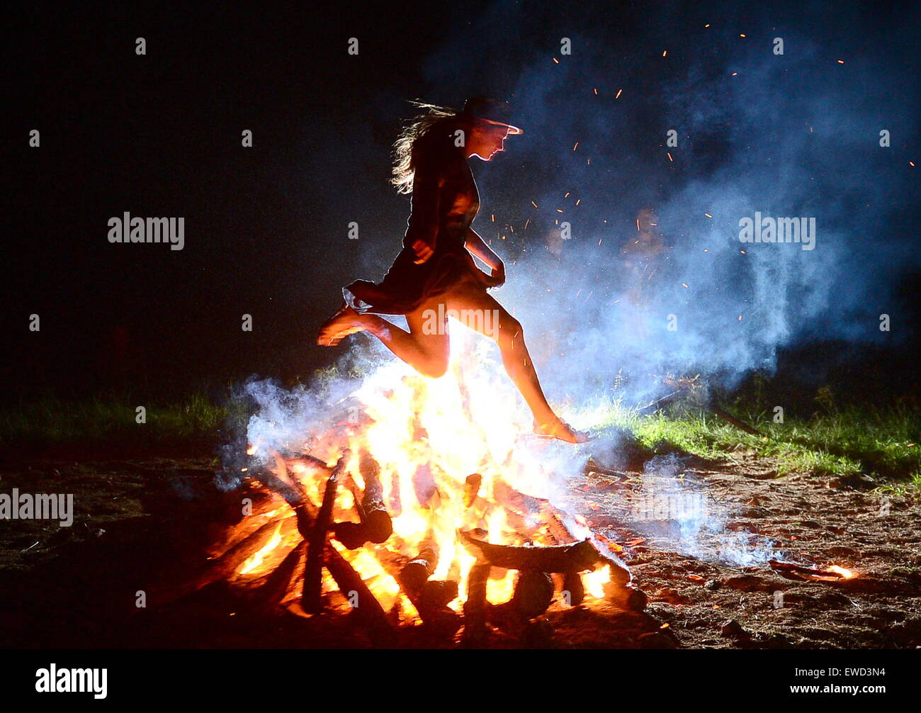 Jumping over a fire.