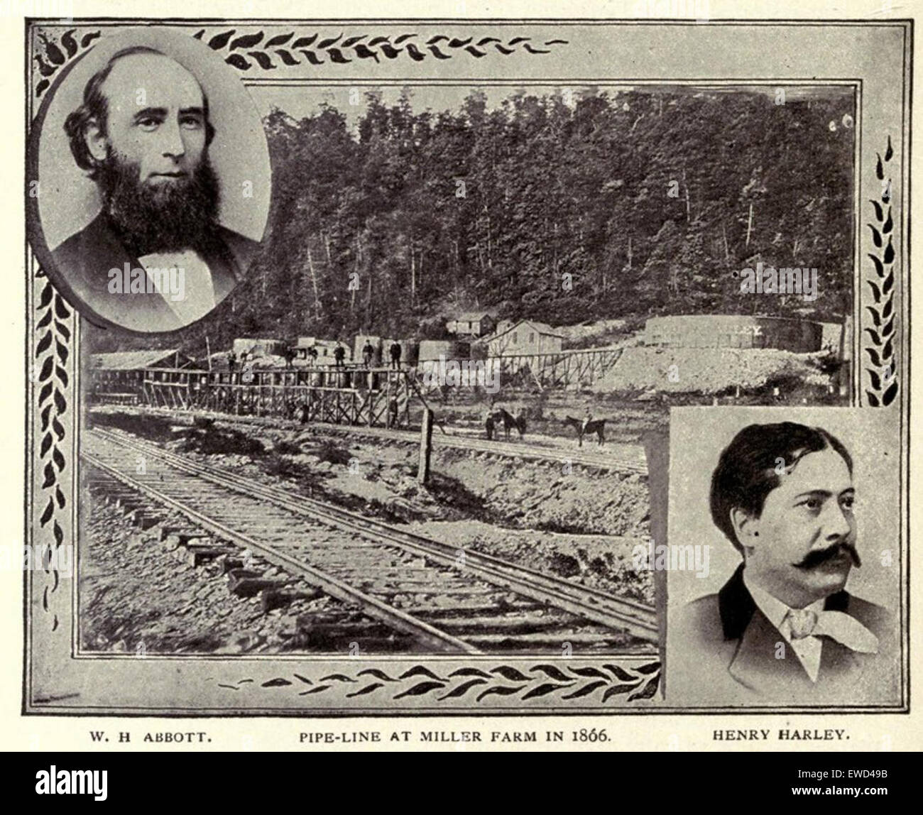 This photograph from 1866 shows the construction of a pipeline at ...