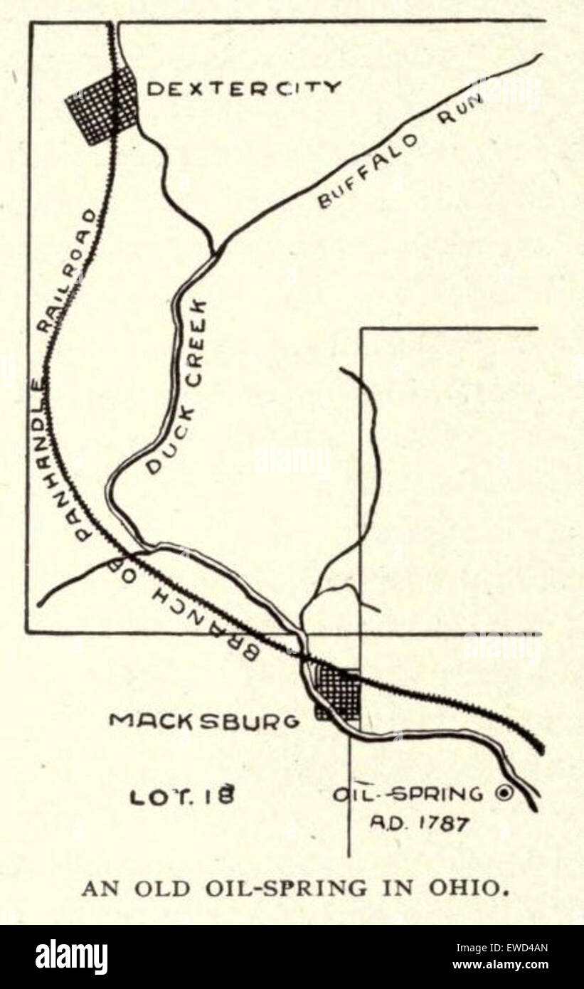 This historical photograph from 1902 shows the Old Oil-Spring in Ohio ...
