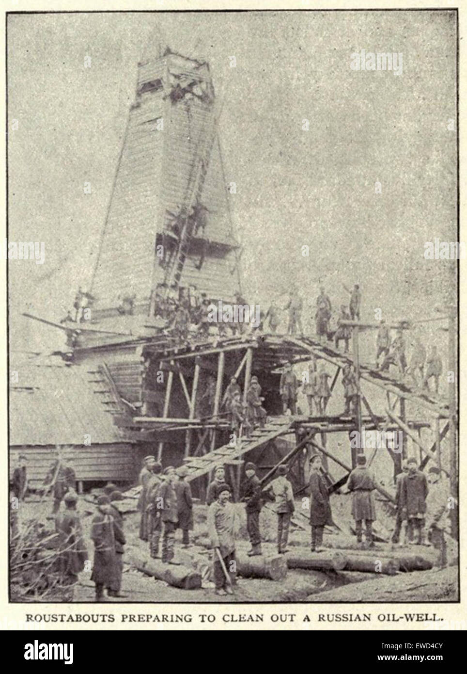 This early 20th-century photograph shows a Russian oil well in ...