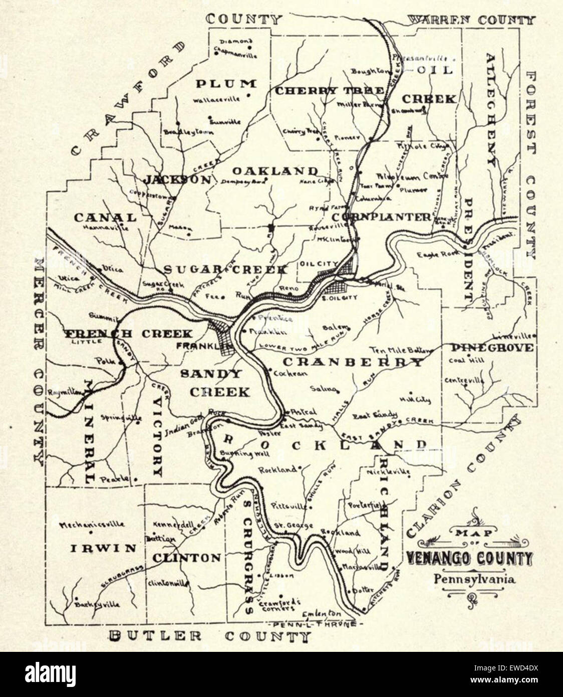 This map from 1902 illustrates the layout of Venango County ...