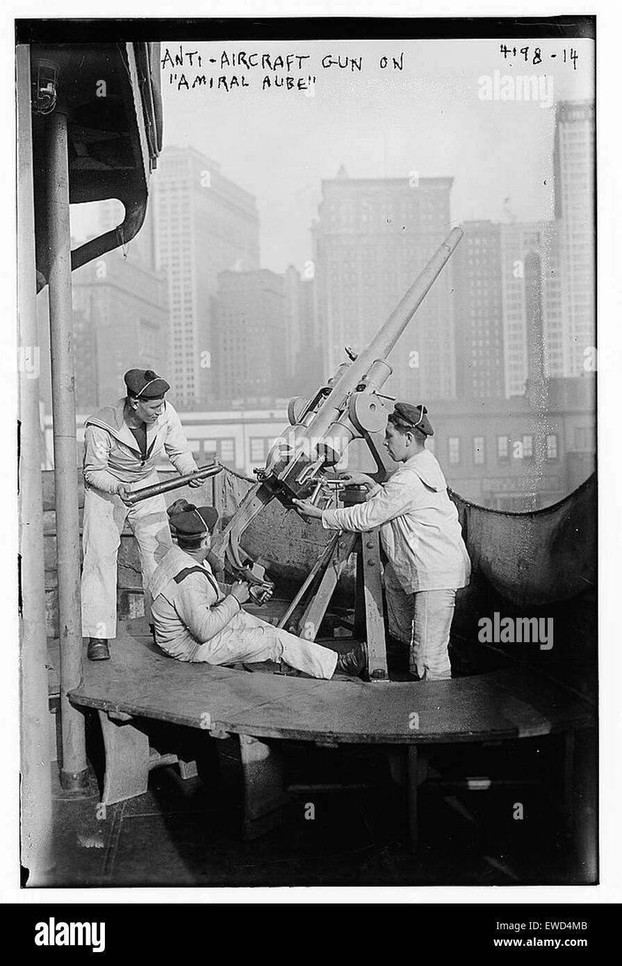 A depiction of the anti-aircraft gun aboard the French naval ship ...