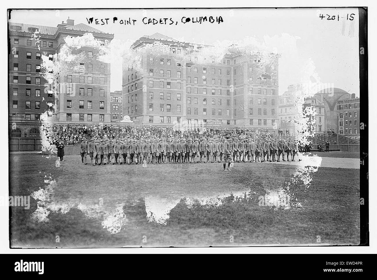 This photograph shows a group of West Point cadets at Columbia ...