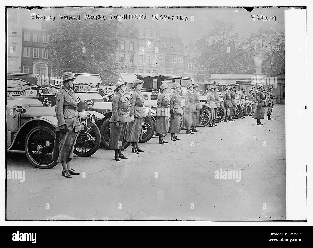 This historical photograph captures an English woman from the Motor ...