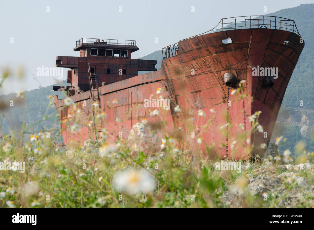 Container ship beached Stock Photo - Alamy