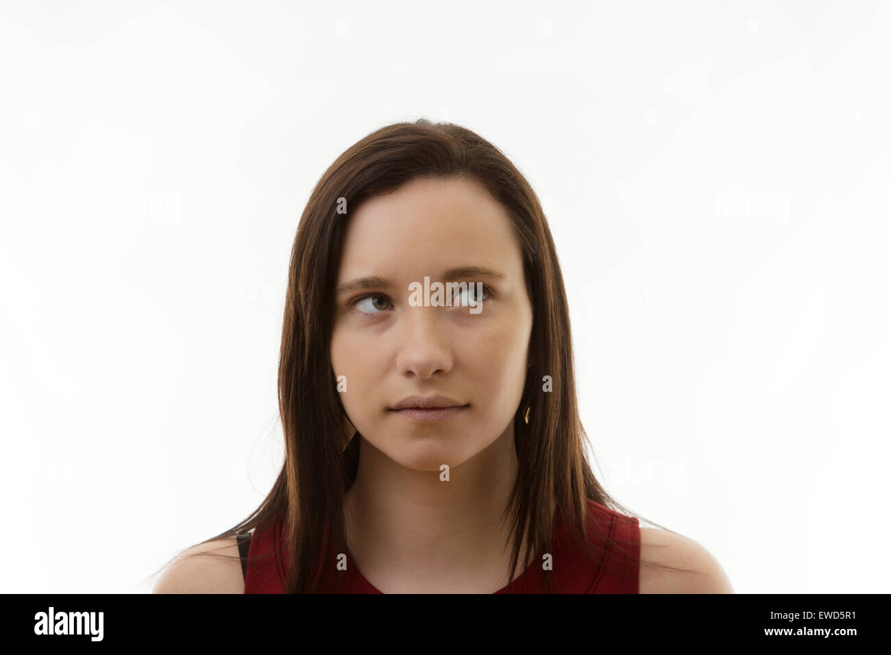 close up protrait of a woman looking around with her eyes Stock Photo ...