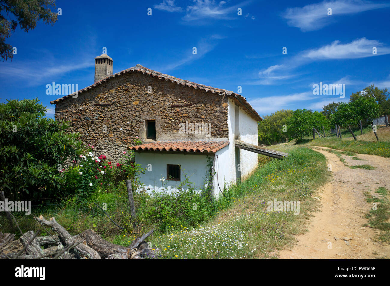 Farm building in the Sierra Morena, [Huelva Province], Andalucia, Spain ...