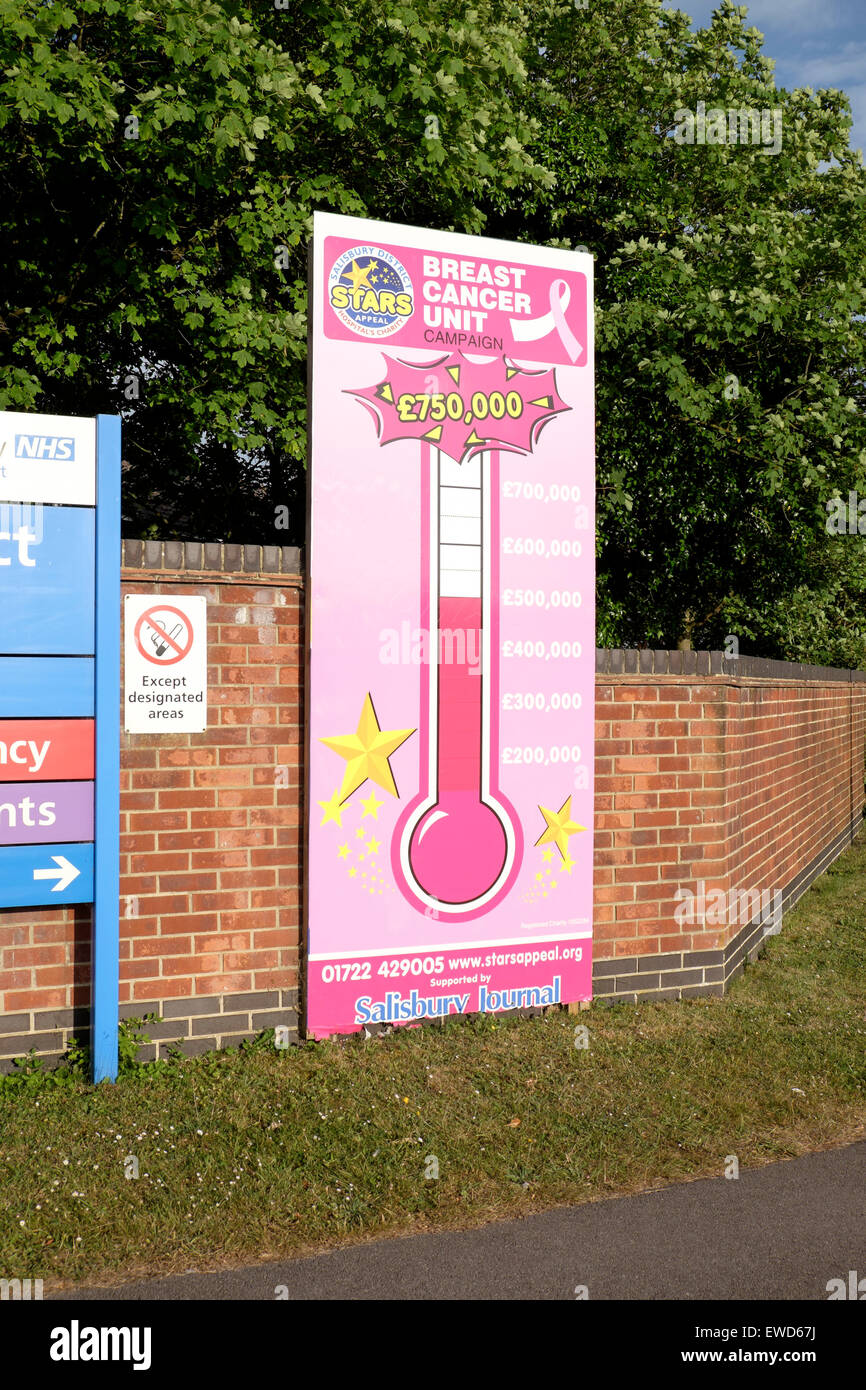 Charity appeal sign in the form of a thermometer showing the amount of ...