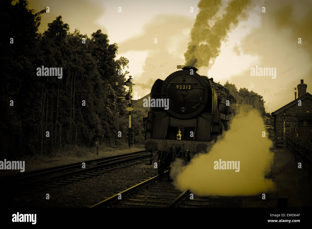 Steam train in Sepia Stock Photo - Alamy