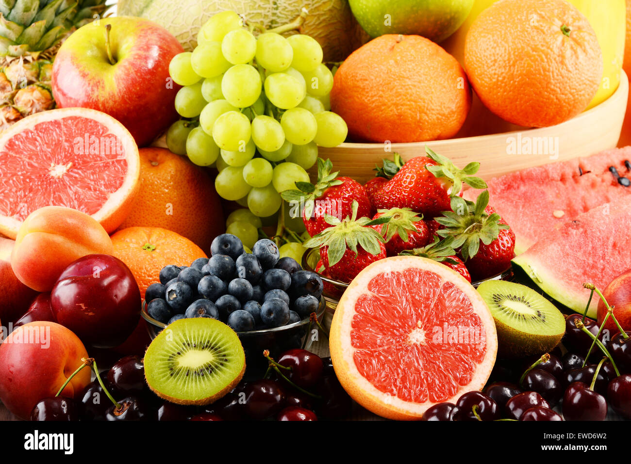 Composition with assorted fruits Stock Photo - Alamy