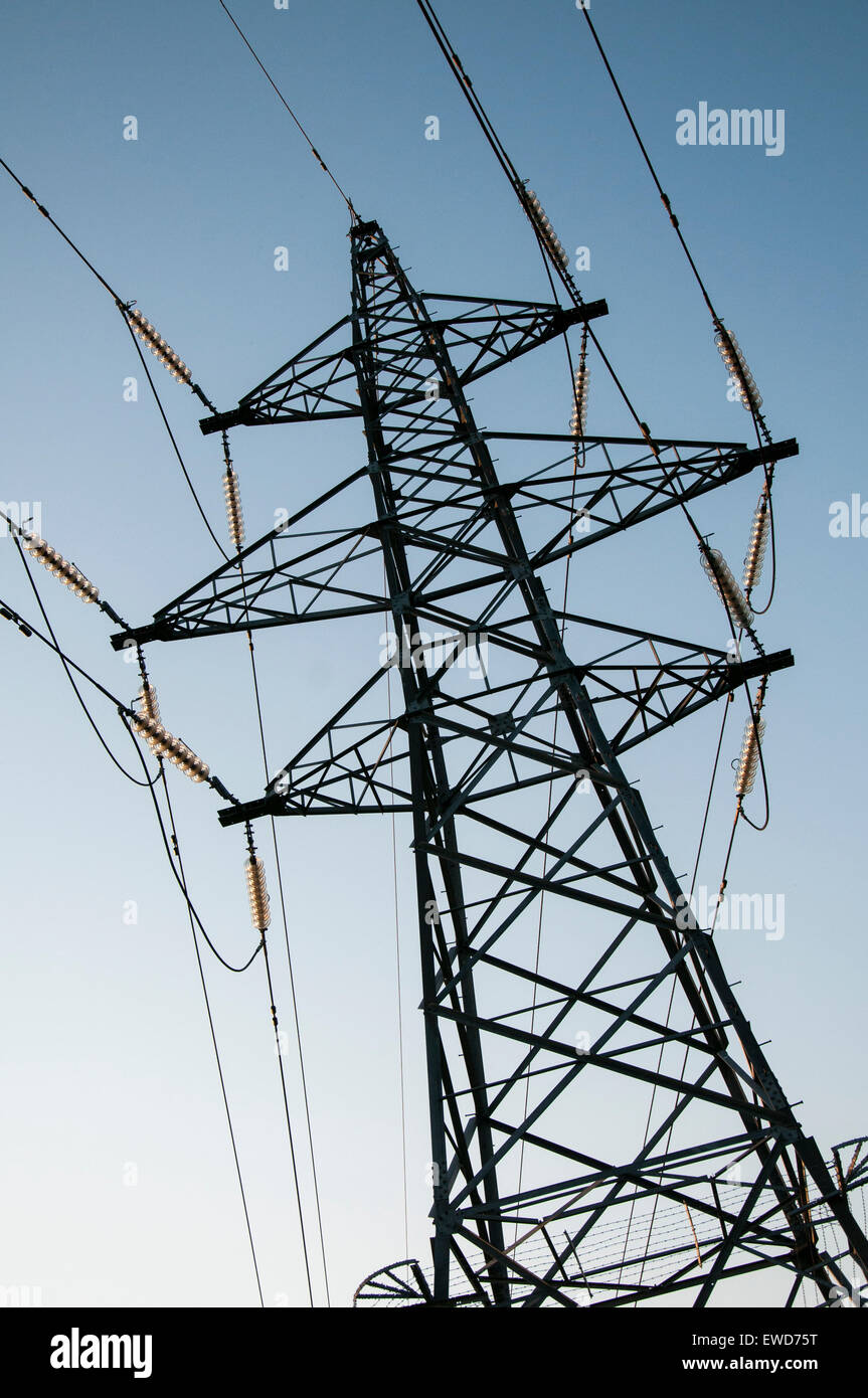 An electricity pylon by the River Trent at Trent Lock, Nottinghamshire ...