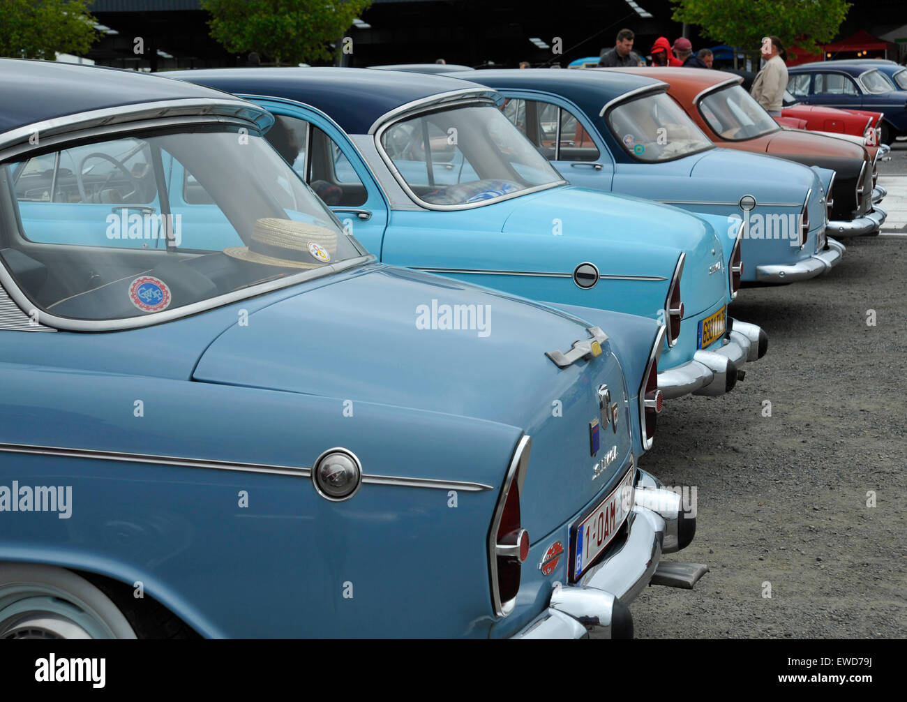 Classic French Simca saloon car lineup Stock Photo - Alamy