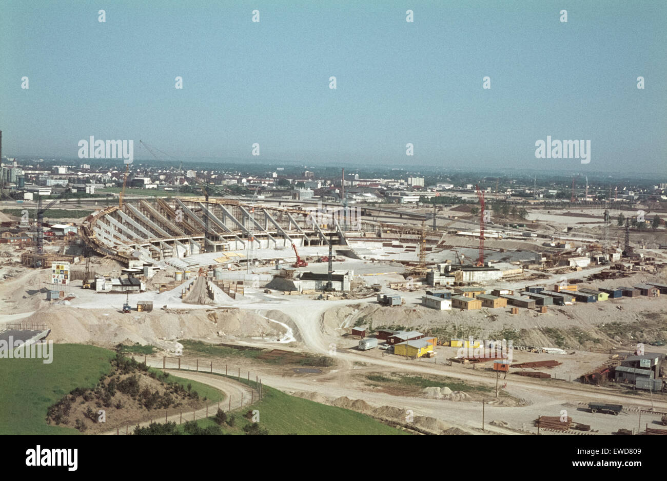The Olympic Park of Munich under construction for the Olympic Games ...