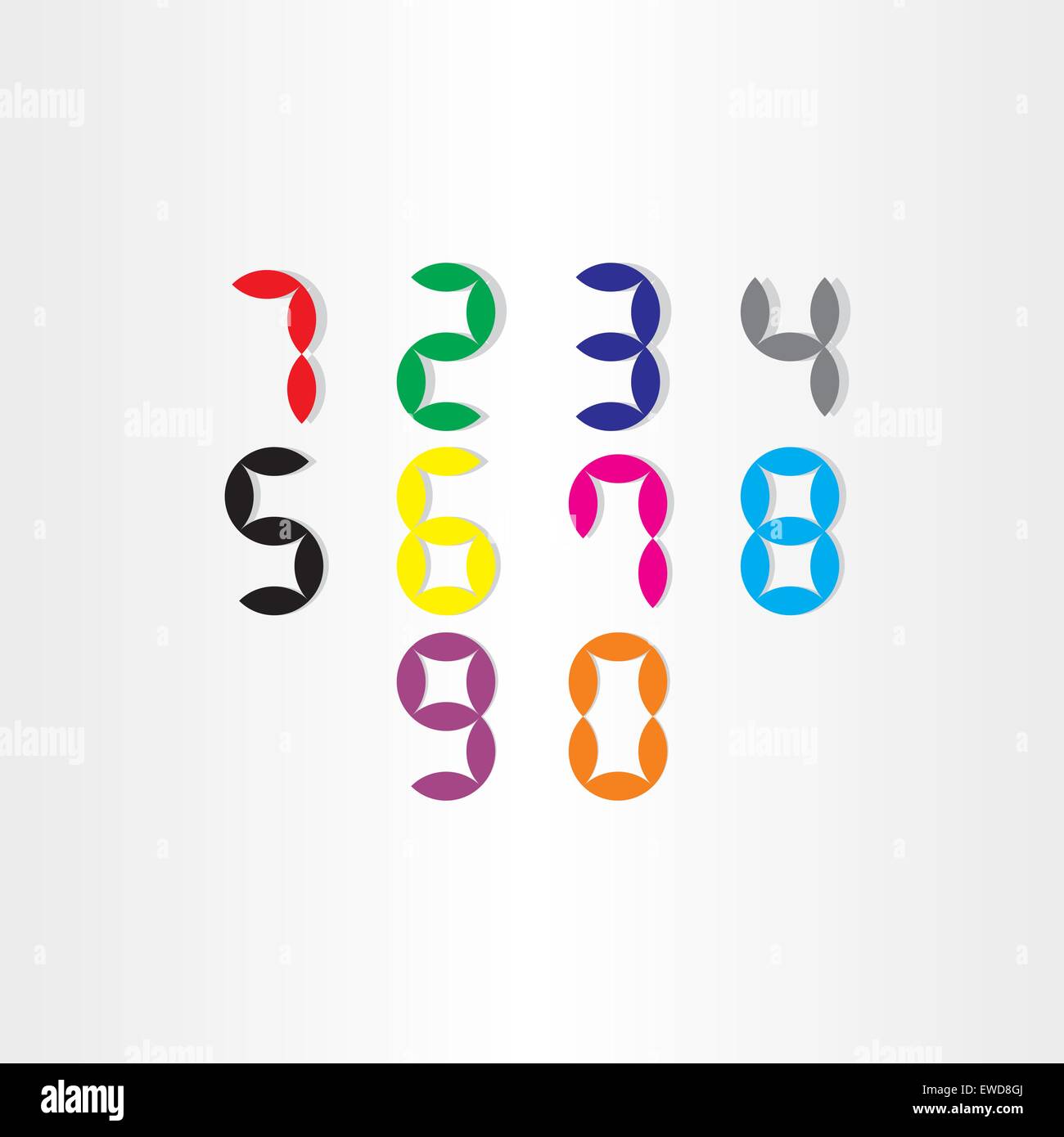 color digital stylized numbers from 0 to 9 Stock Vector Image & Art - Alamy