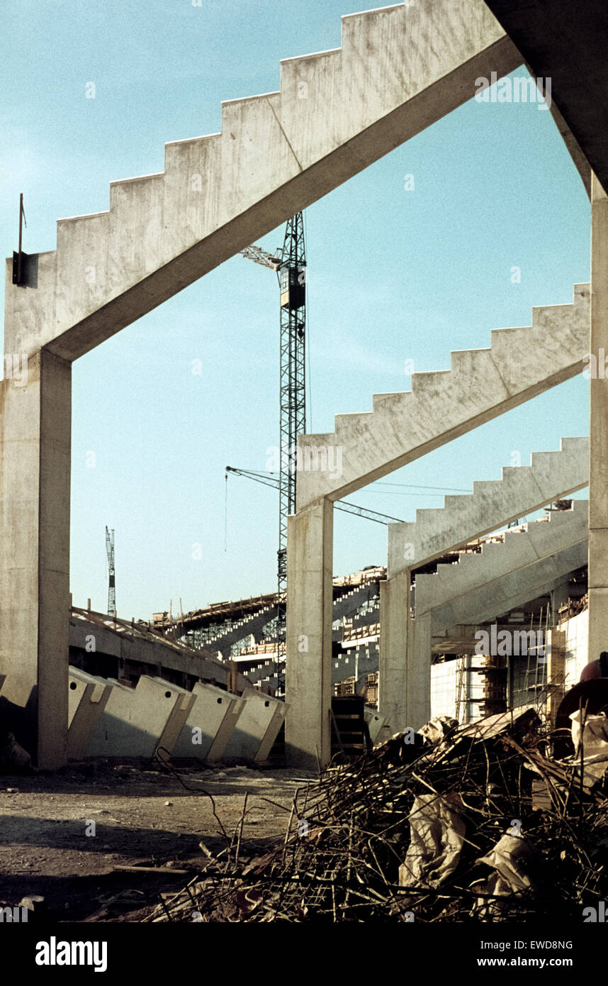 Construction of the grandstands of the Munich Olympic Stadium, site of ...