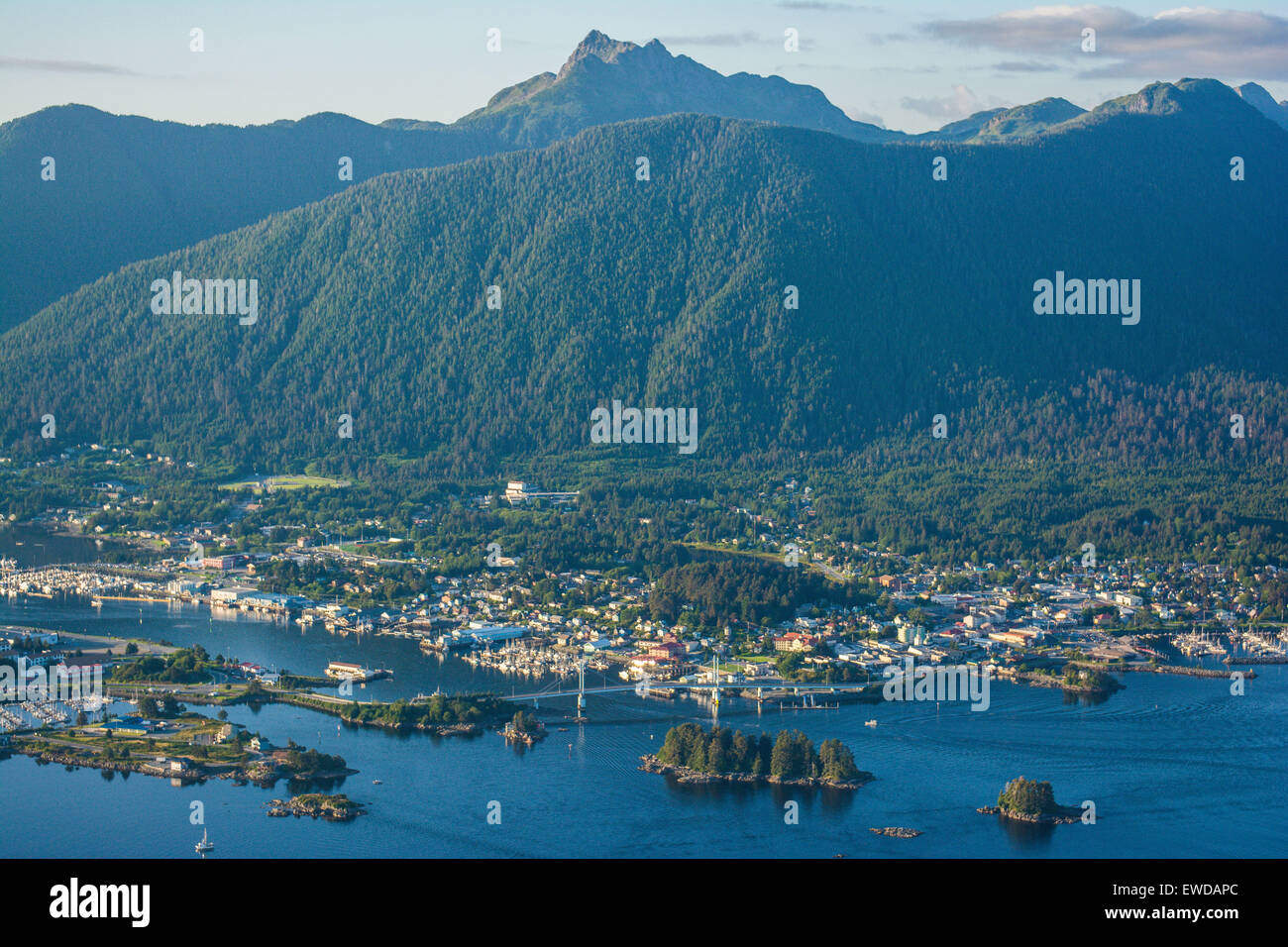 Aerial view of Sitka, Baranof Island, Alexander Archipelago, Southeast ...