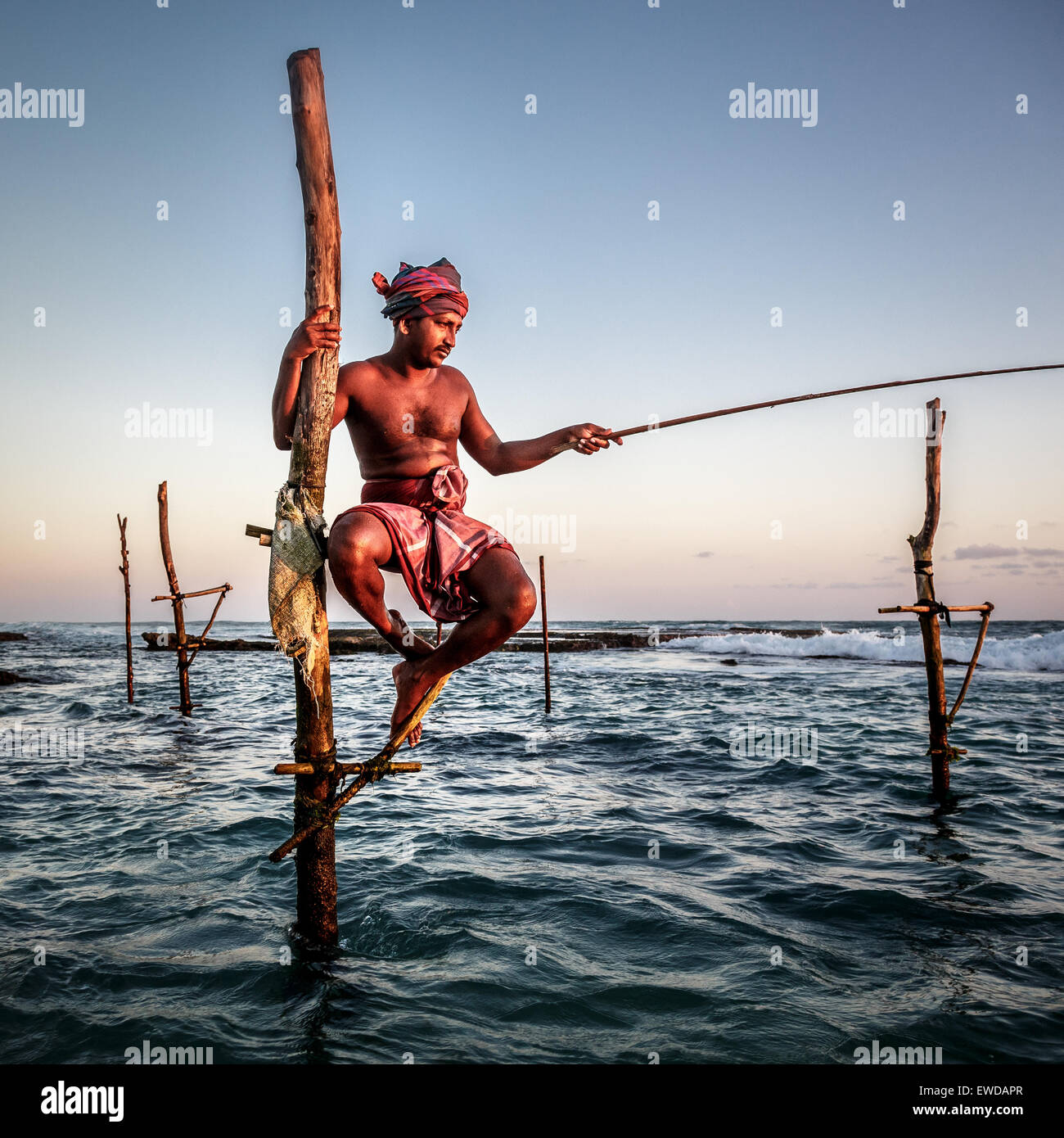 Stick fishermen Sri Lanka Stock Photo - Alamy