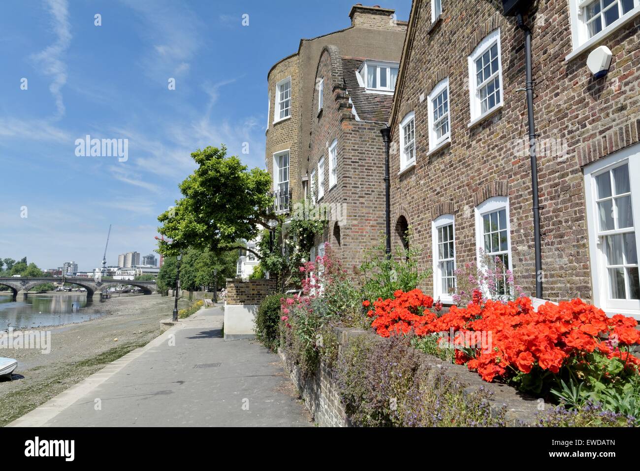 Riverside houses at Strand on the Green Chiswick West London Stock ...