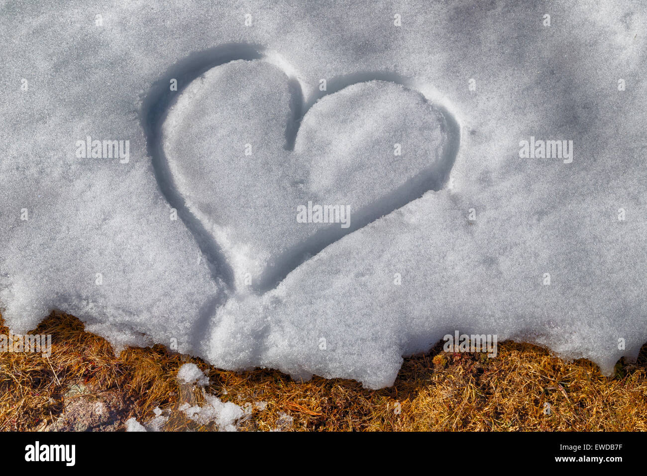 A heart drawn by hand in the fresh snow Stock Photo - Alamy