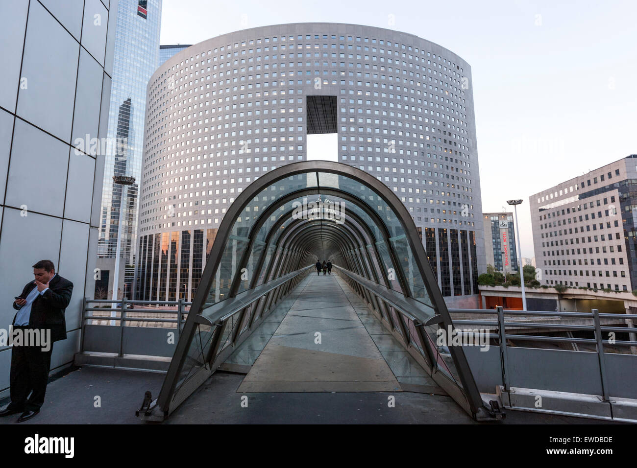 Pedestrian in the Japan bridge in La Défense, Paris, France Stock Photo ...