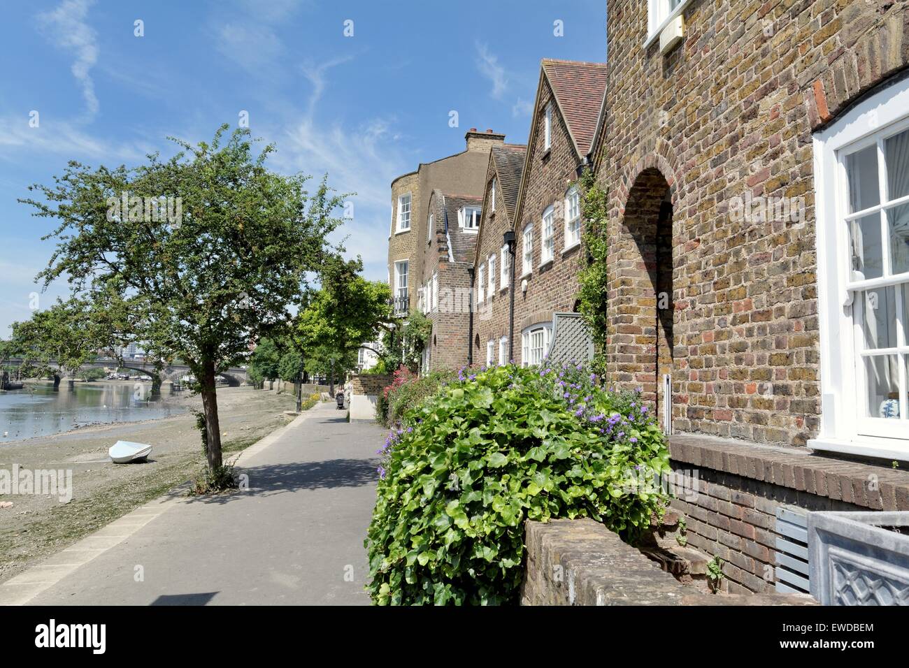 Riverside houses at Strand on the Green Chiswick West London Stock ...