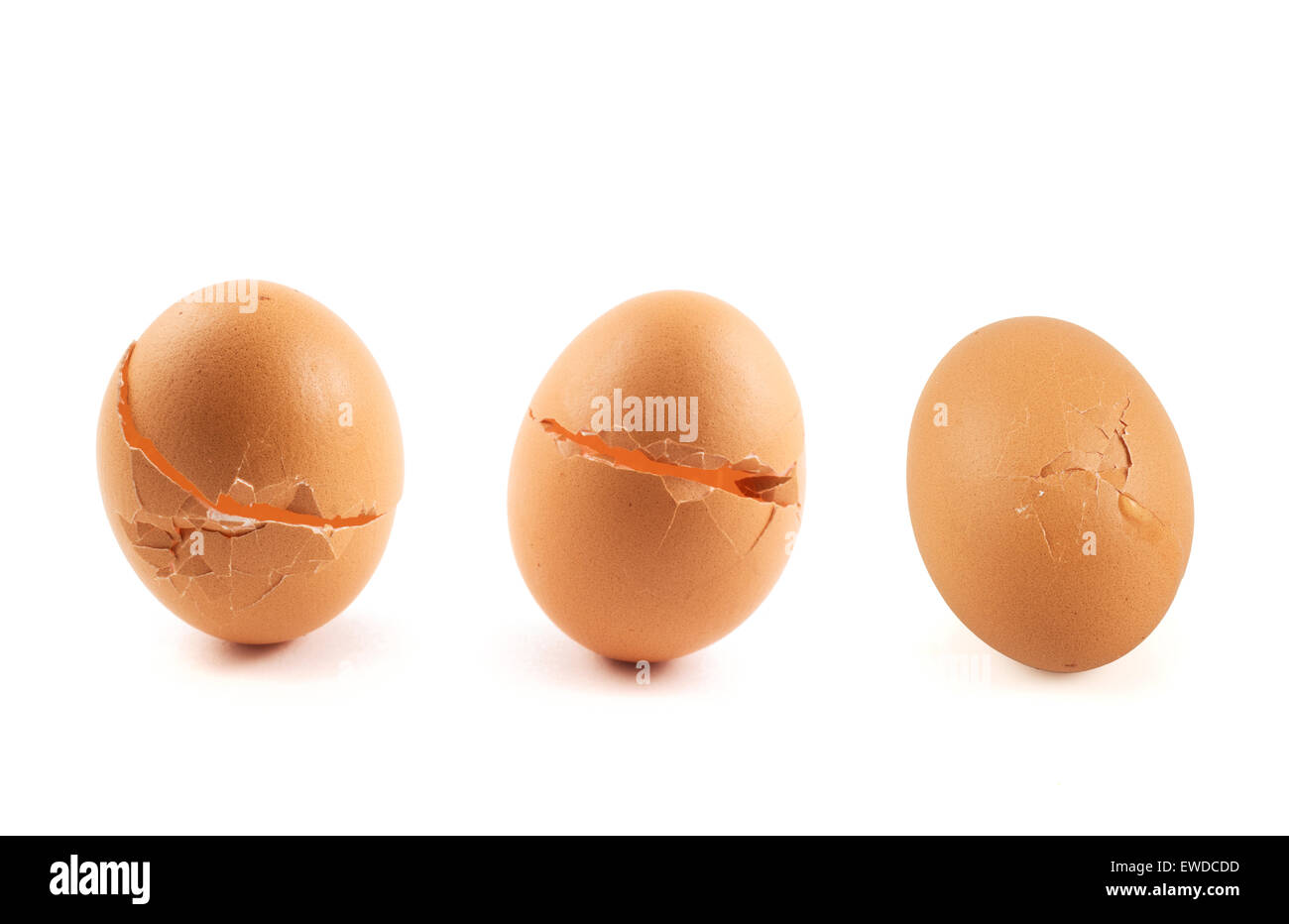 Three cracked broken egg shells Stock Photo - Alamy
