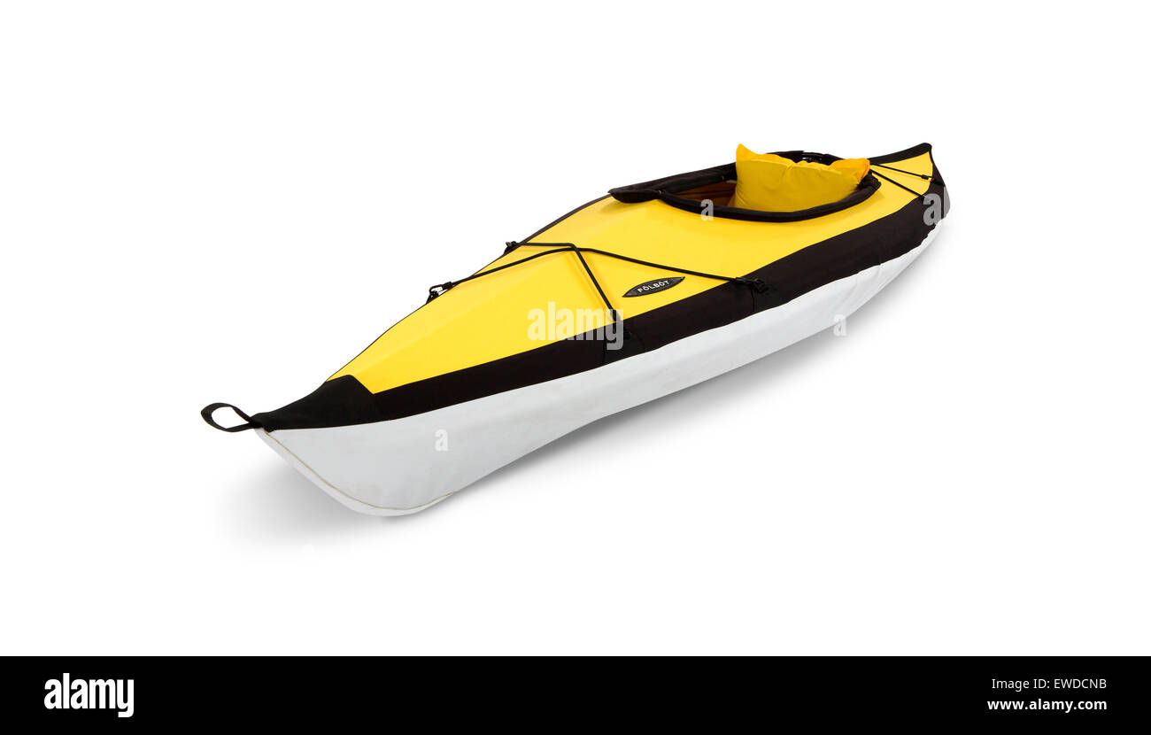 Yellow folding kayak Stock Photo - Alamy