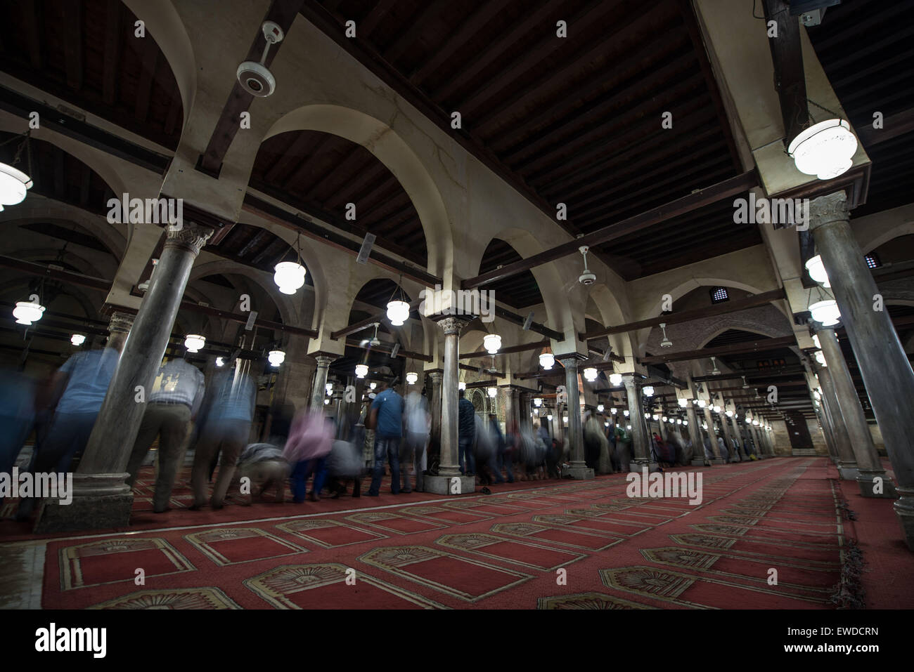 Cairo. 23rd June, 2015. Muslims pray at the Al-Azhar Mosque in Cairo ...