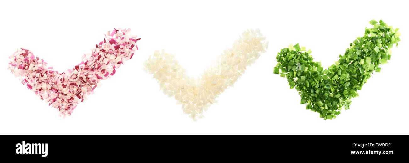 Yes tick shapes made of cut vegetables Stock Photo - Alamy