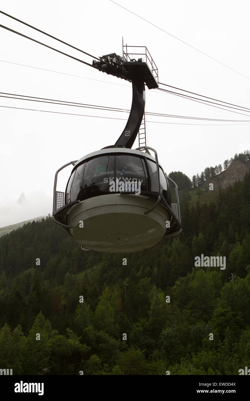 Courmayeur, Italy, 23rd June 2015. A gondola of the Skyway cable car ...