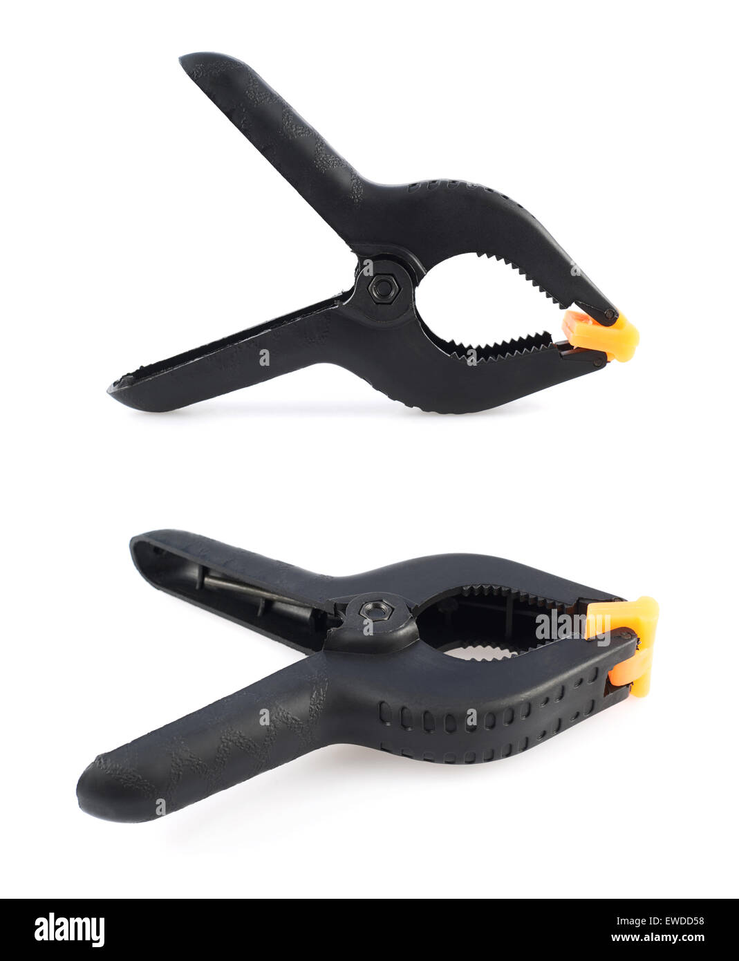 Black clamp isolated on white background Stock Photo - Alamy
