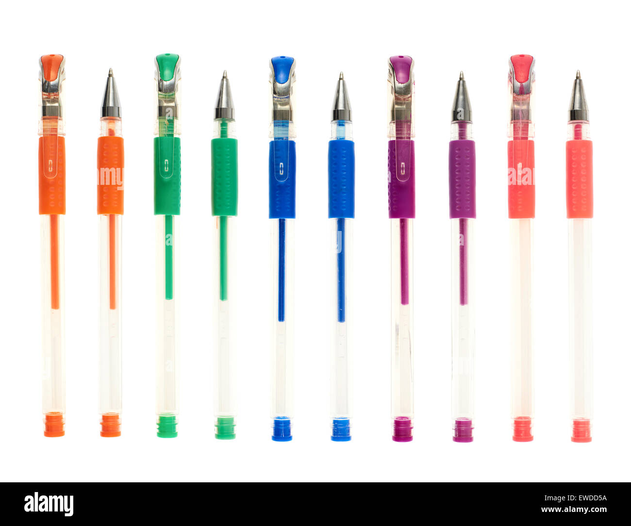 Set of five colorful gel pens Stock Photo - Alamy