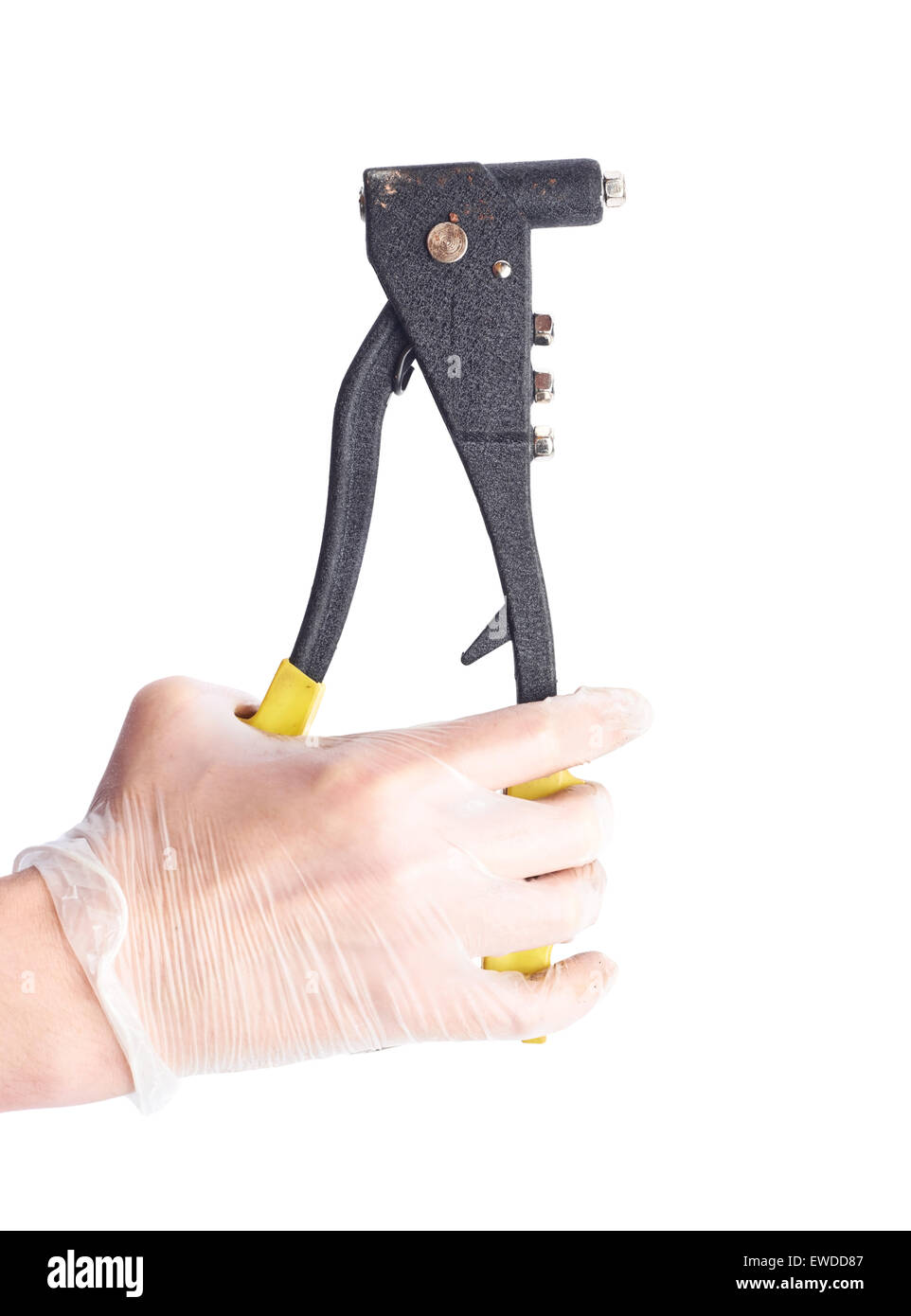 Worker's caucasian male hand holding tool Stock Photo - Alamy