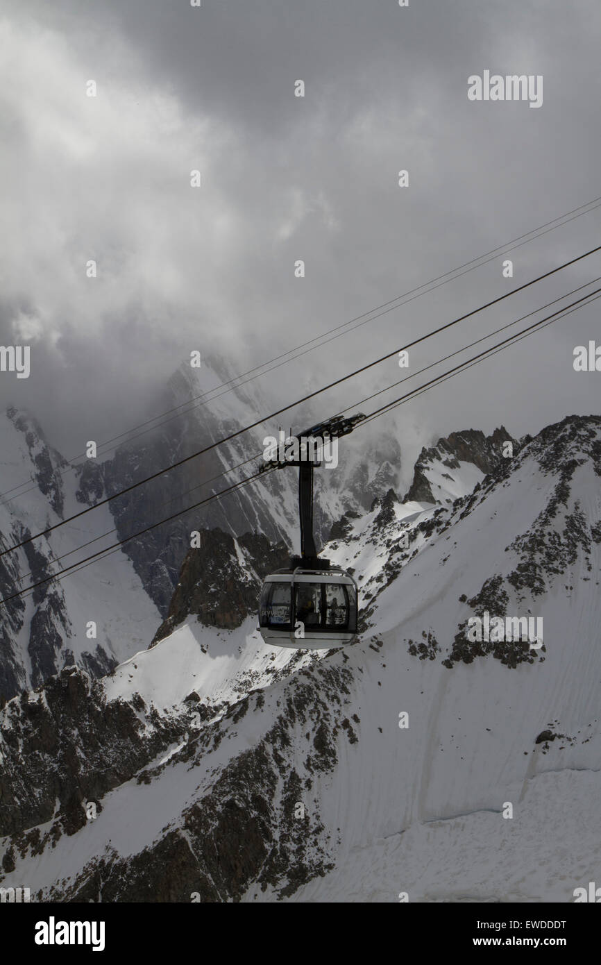 Courmayeur, Italy, 23rd June 2015. A gondola of the Skyway cable car ...