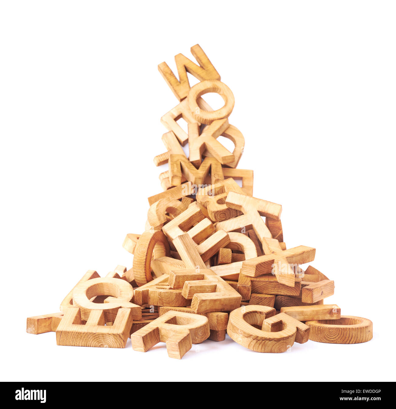 Pile of wooden block letters isolated Stock Photo - Alamy