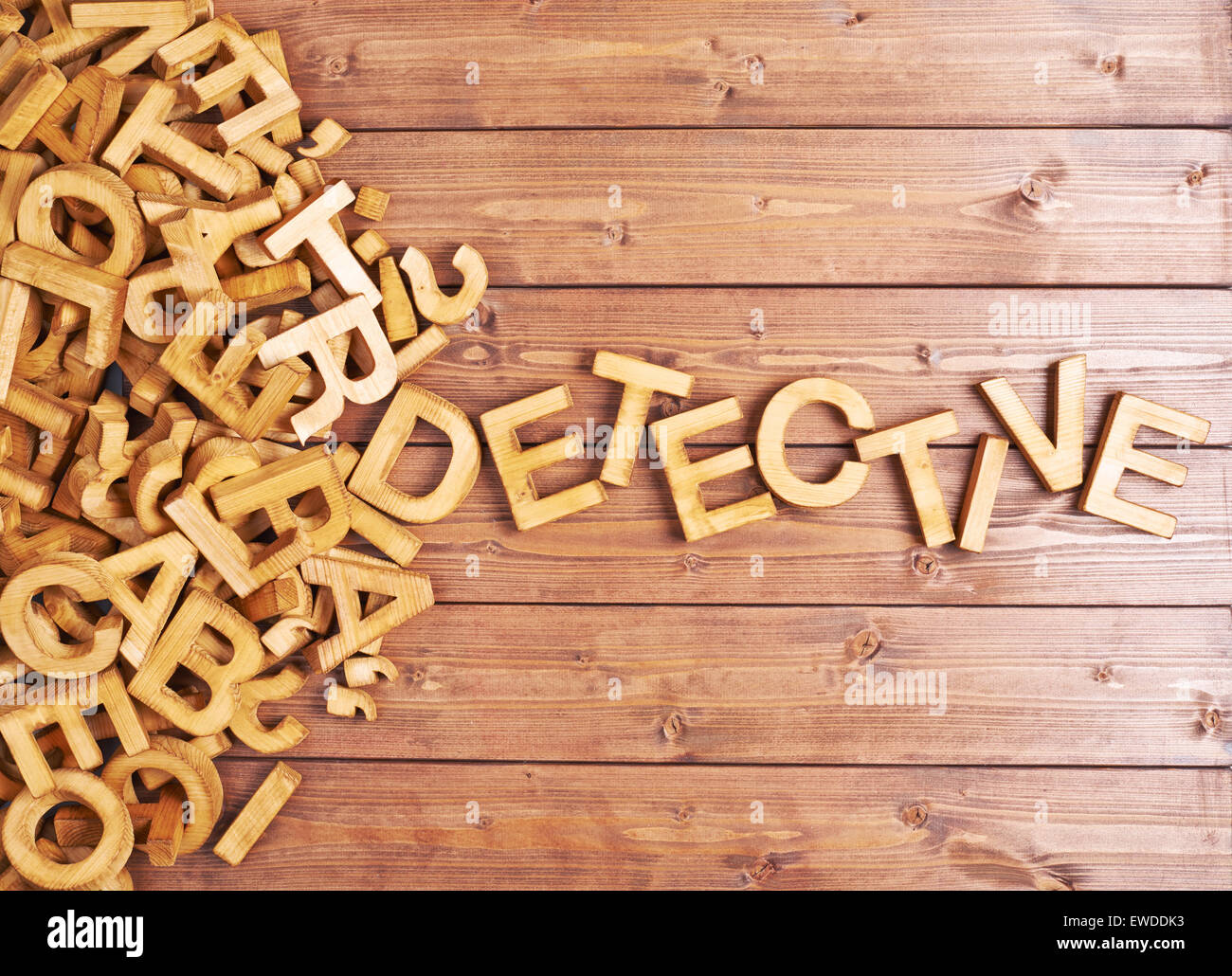 Word detective made with wooden letters Stock Photo - Alamy