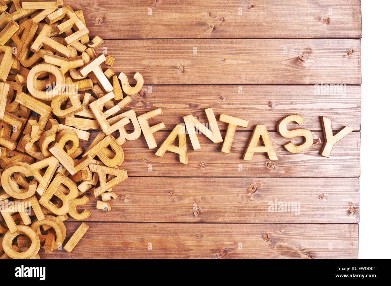Word fantasy made with wooden letters Stock Photo - Alamy