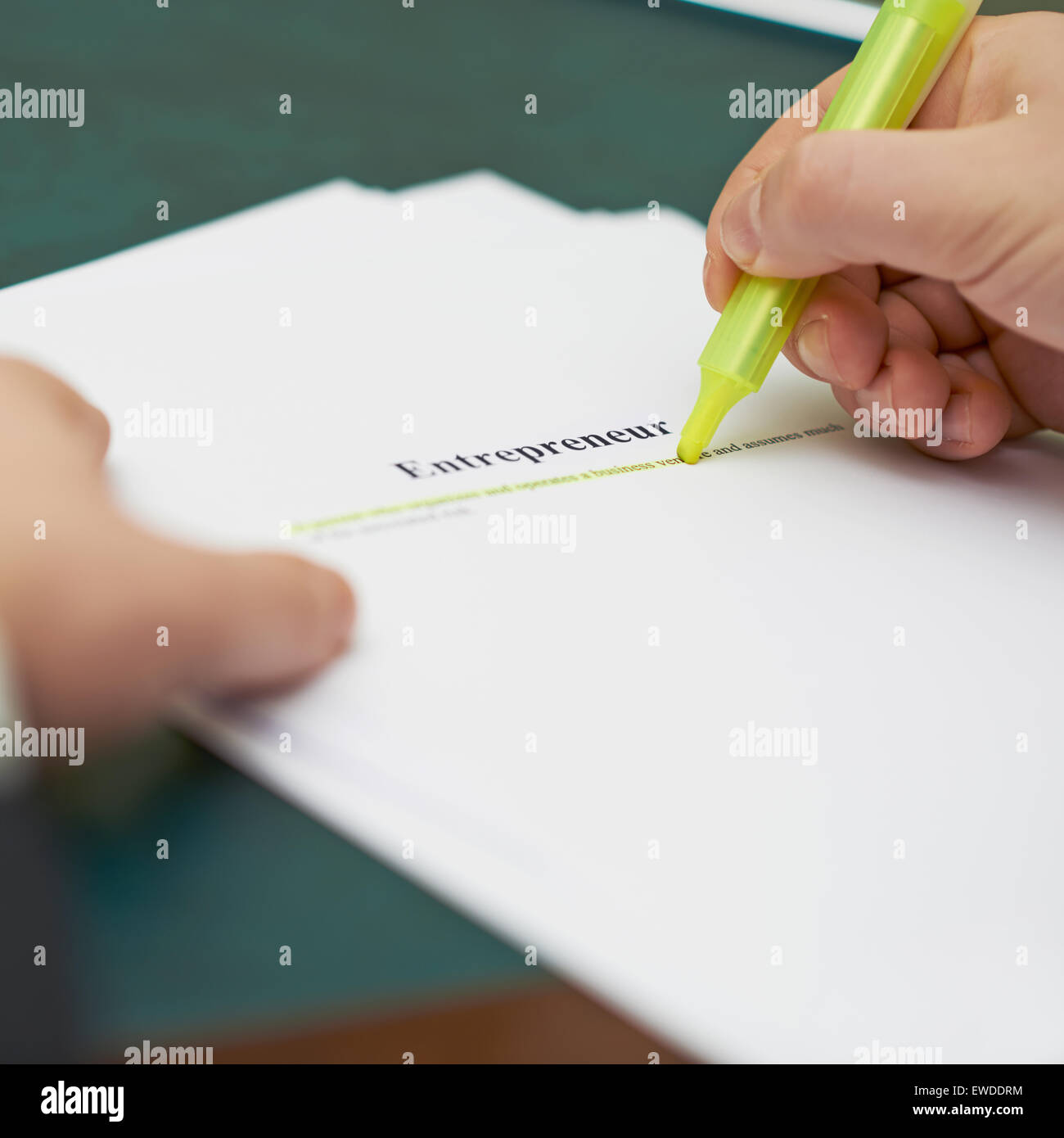 Marking words in an entrepreneur definition Stock Photo - Alamy