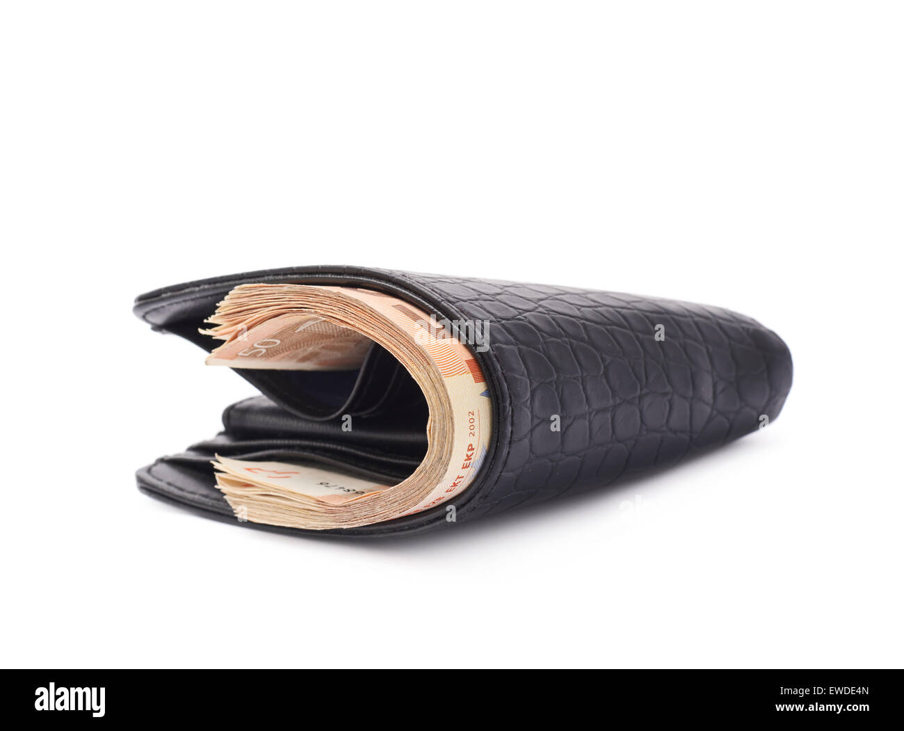 Wallet full of money isolated Stock Photo - Alamy