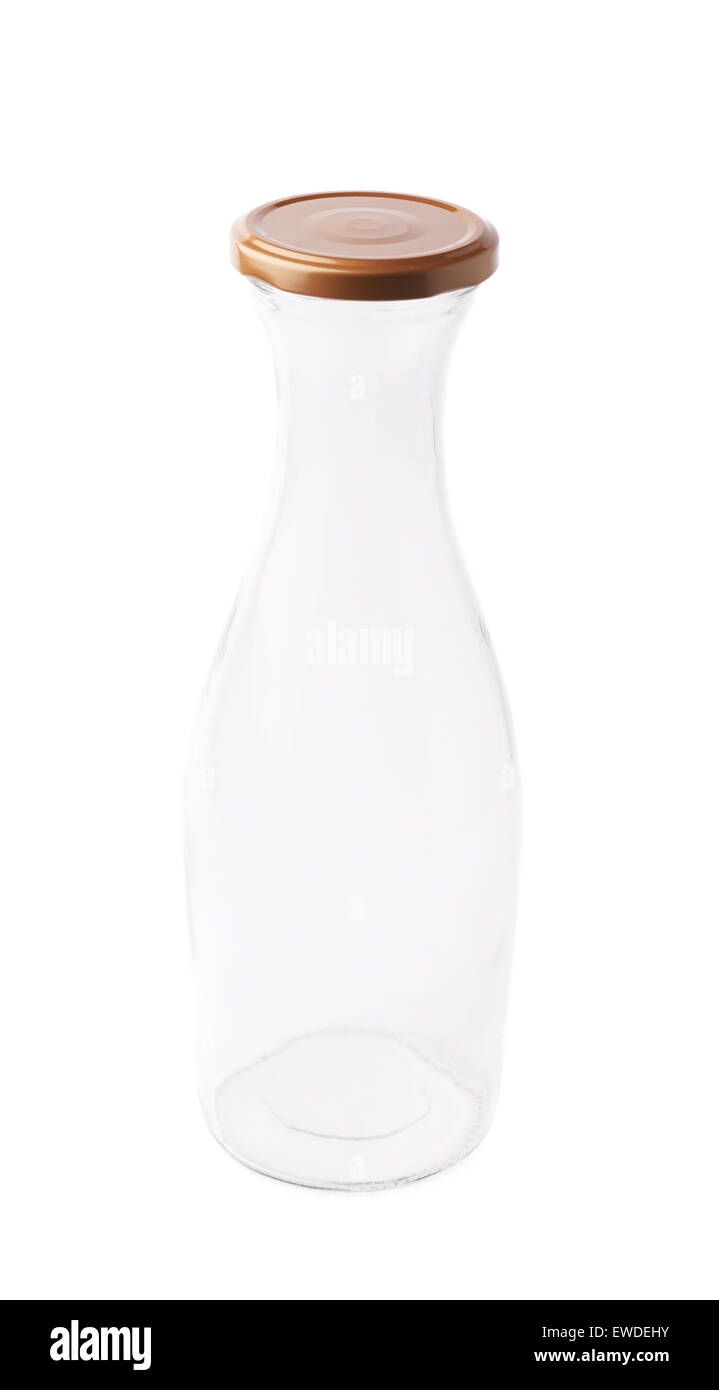 Empty milk glass bottle isolated Stock Photo - Alamy