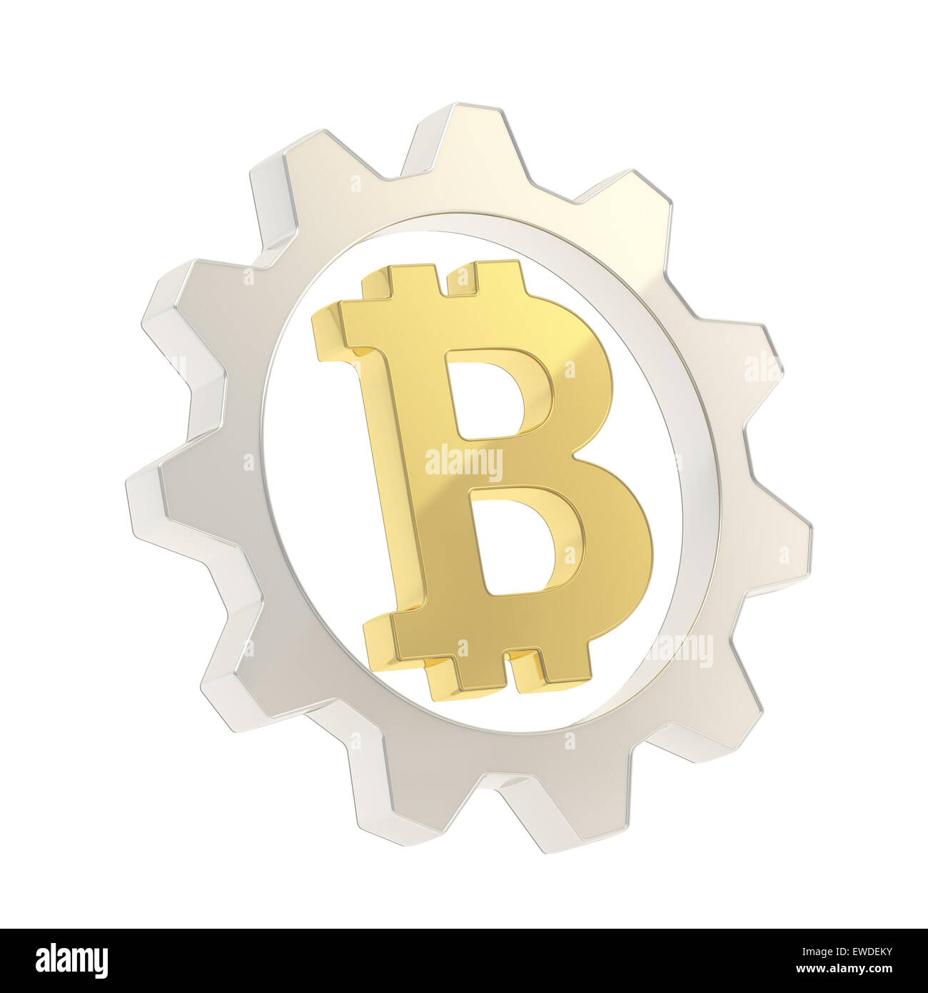 Bitcoin sign inside of a cogwheel gear isolated Stock Photo - Alamy