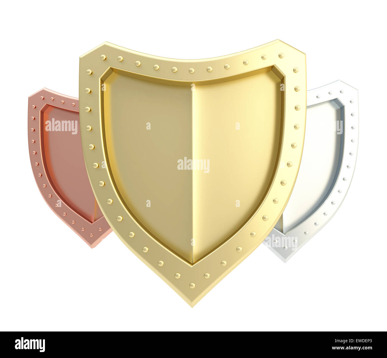 Composition of three shields isolated Stock Photo - Alamy